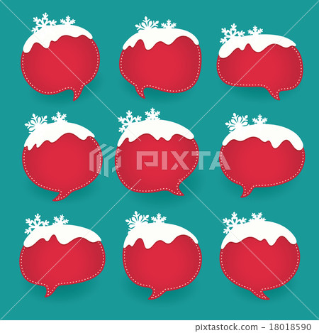 Winter labels in form of speech snow bubbles - Stock Illustration ...