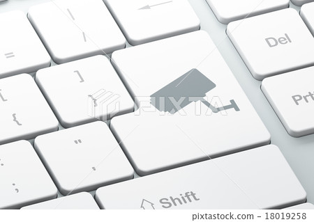 Privacy concept: Cctv Camera on computer keyboard - Stock Illustration ...