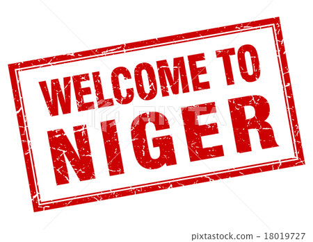 Niger red square grunge welcome isolated stamp - Stock Illustration ...