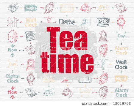 Timeline concept: Tea Time on wall background - Stock Illustration ...