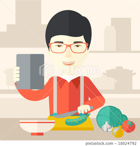 Man cooking food. - Stock Illustration [18024792] - PIXTA