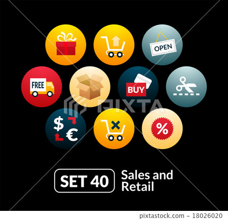 Flat icons set 40 - sales and retail collection - Stock Illustration ...