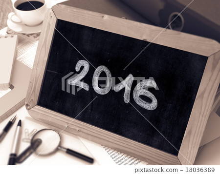 2016 - Chalkboard with Hand Drawn Text. - Stock Illustration [18036389 ...