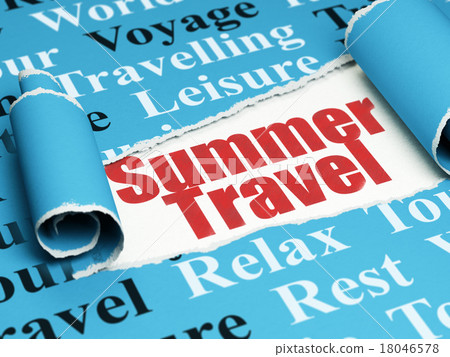 Vacation concept: red text Summer Travel under the - Stock Illustration ...