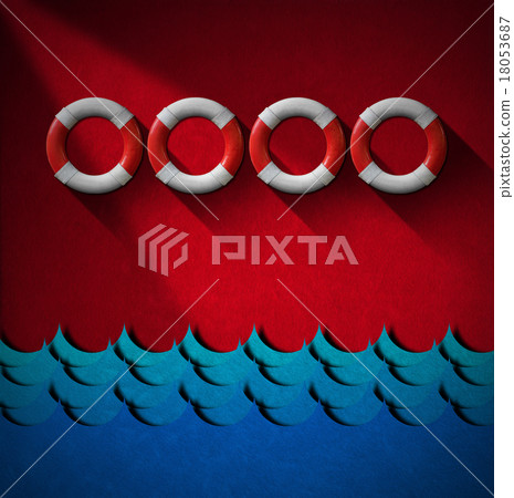 Help Concept - Lifebuoys and Sea Waves - Stock Illustration [18053687 ...