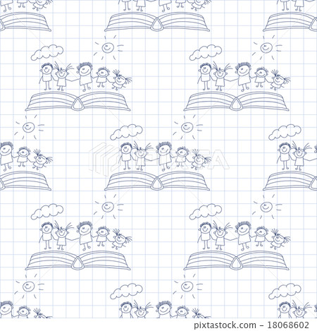 Vector seamless pattern. Kids drawing style - Stock Illustration ...