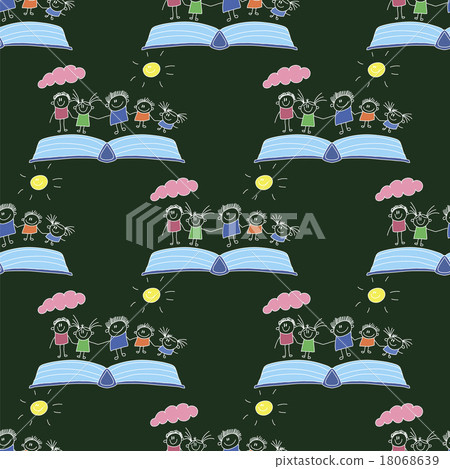 Vector seamless pattern. Kids drawing style - Stock Illustration ...