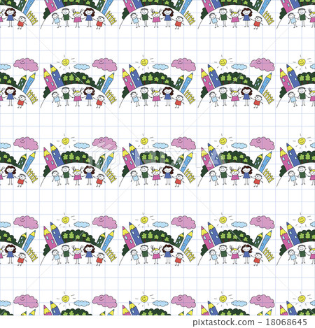 Vector seamless pattern. Kids drawing style - Stock Illustration ...