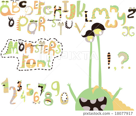Vector set of funny monster alphabet with numbers. - Stock Illustration ...
