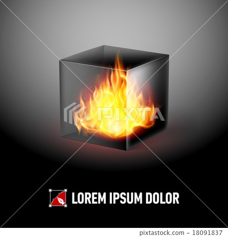 Cube with fire flames - Stock Illustration [18091837] - PIXTA