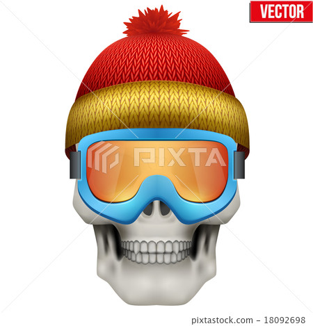 Vector Human skull with winter hat and goggles. - Stock Illustration ...