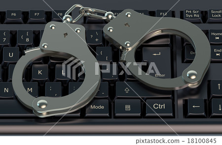 Handcuffs on computer keyboard - Stock Illustration [18100845] - PIXTA