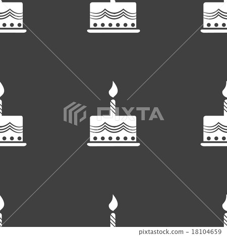 cake web icon. flat design. Seamless gray pattern. - Stock Illustration ...