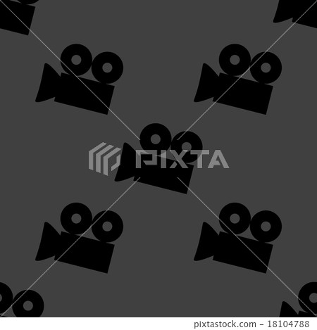 Video-camera web icon. flat design. Seamless gray - Stock Illustration ...