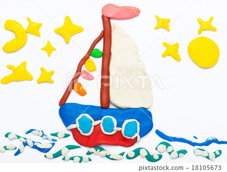 sailing ship made of plasticine - Stock Illustration [18105673] - PIXTA