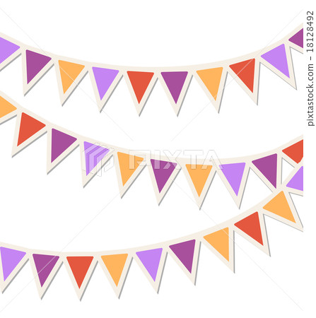 Set of multicolored flat buntings garland on white - Stock Illustration ...