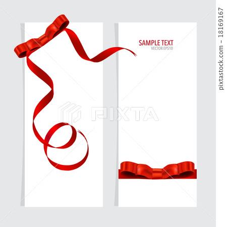 Cards with red ribbon. Vector illustration. - Stock Illustration ...
