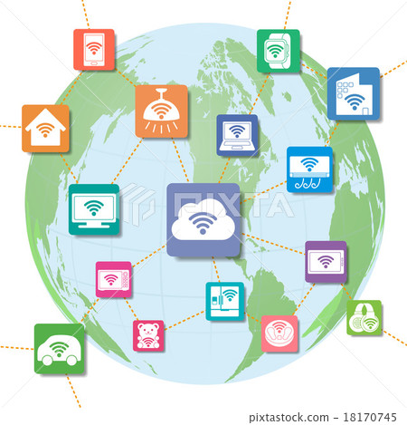 Icons of various wireless communication devices... - Stock Illustration ...