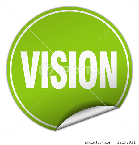 vision round green sticker isolated on white - Stock Illustration ...