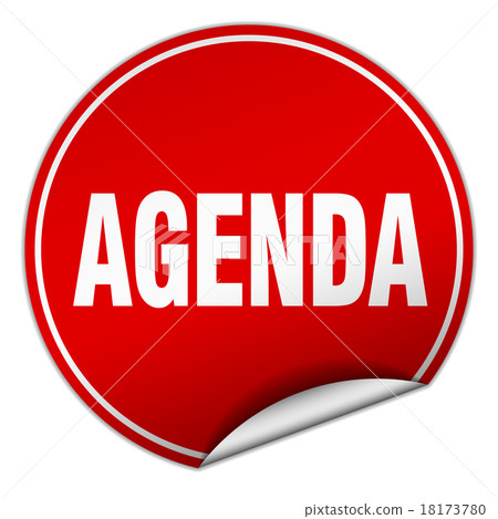 agenda round red sticker isolated on white - Stock Illustration ...
