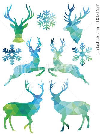 Geometric Christmas deer, vector set - Stock Illustration [18181537 ...