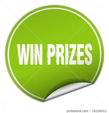 win prizes round green sticker isolated on white - Stock Illustration ...