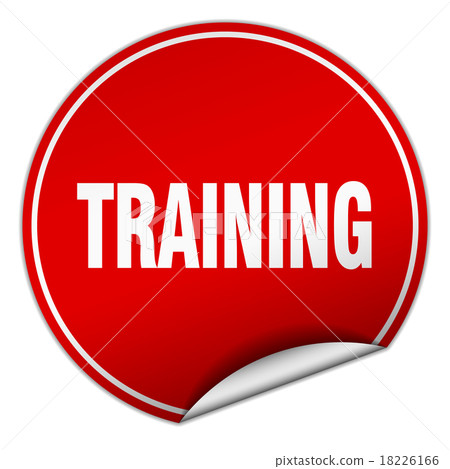 training round red sticker isolated on white - Stock Illustration ...