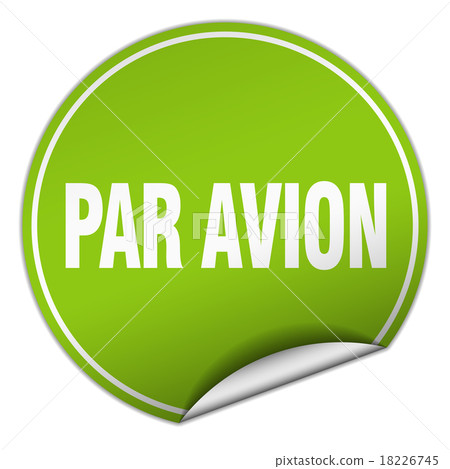 par avion round green sticker isolated on white - Stock Illustration ...