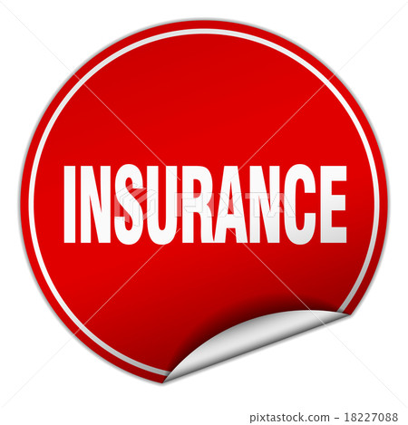 insurance round red sticker isolated on white - Stock Illustration ...