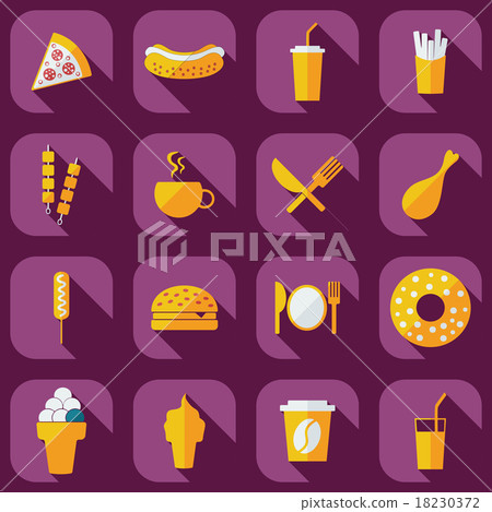 Flat concept, set modern design with shadow food - Stock Illustration ...