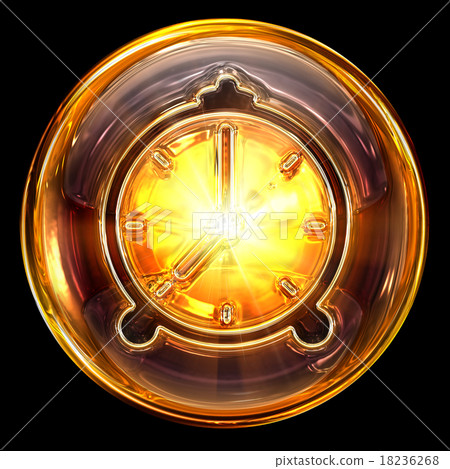 Clock icon golden, isolated on black background - Stock Illustration ...