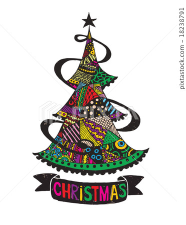 Hand drawing Doodle Christmas tree - Stock Illustration [18238791] - PIXTA