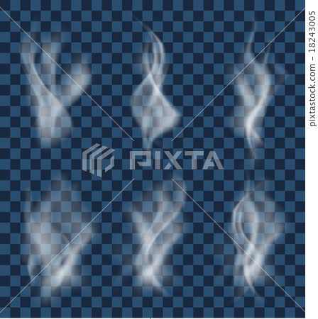 Set of white cigarette smoke waves on transparent - Stock Illustration ...