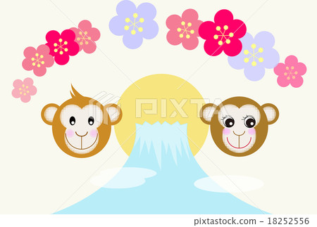 Mount Fuji and a monkey - Stock Illustration [18252556] - PIXTA