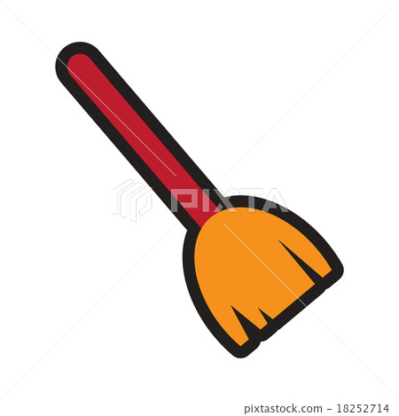 Flat with shadow Icon broom on bright background - Stock Illustration ...