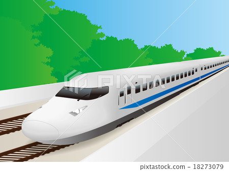 Shinkansen illustration (with background B) - Stock Illustration ...