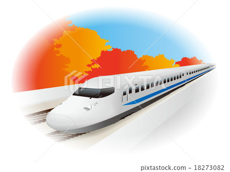Shinkansen illustration in autumn (with... - Stock Illustration ...