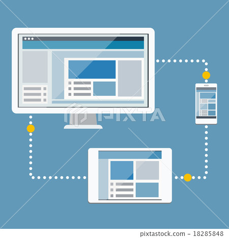 Synchronization of computer with mobile . - Stock Illustration ...