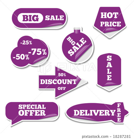 Set of bright labels, vector illustration. - Stock Illustration ...