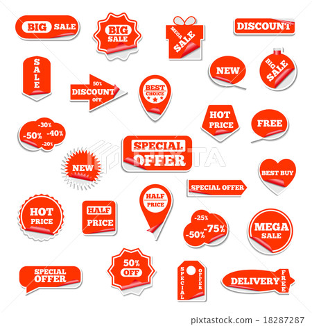 Set of bright labels, vector illustration. - Stock Illustration ...