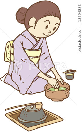 A woman teaing tea - Stock Illustration [18294888] - PIXTA