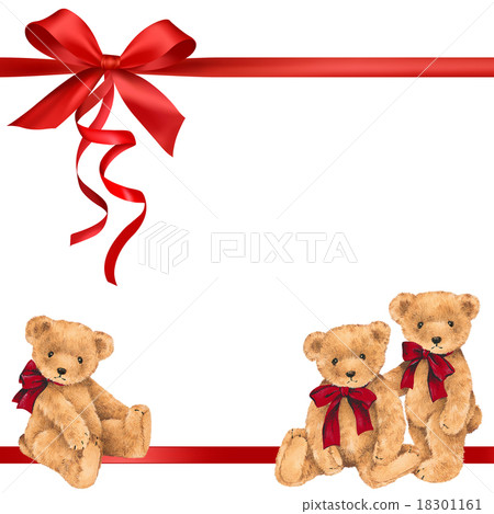 Cute bear and ribbon decorations - Stock Illustration [18301161] - PIXTA