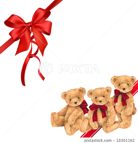 Cute bear and ribbon decorations - Stock Illustration [18301162] - PIXTA