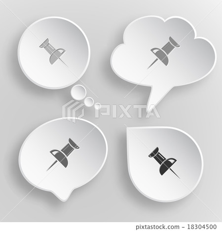 Push pin. White flat vector buttons on gray - Stock Illustration ...