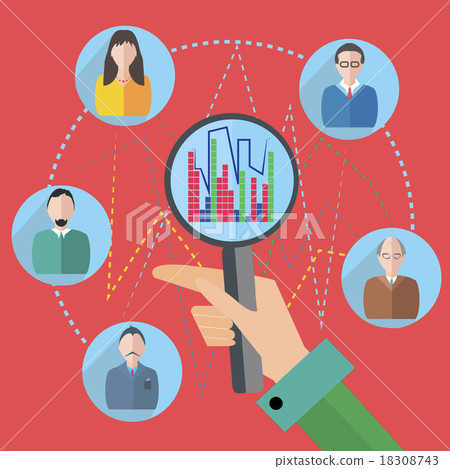 Icon magnifier, people, graph - Stock Illustration [18308743] - PIXTA