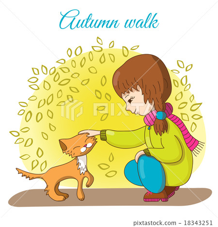 Autumn walk. - Stock Illustration [18343251] - PIXTA