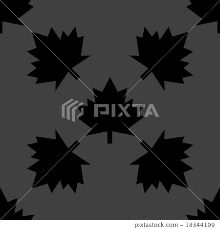 maple Leaf wb icon. flat design. Seamless gray pat - Stock Illustration ...