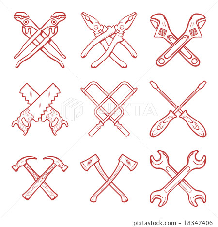 Crossed work tools vector - Stock Illustration [18347406] - PIXTA
