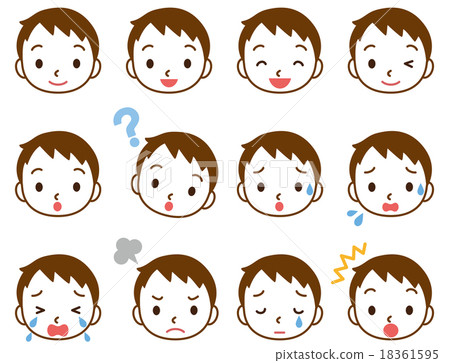 Children boys face icon expression set - Stock Illustration [18361595 ...