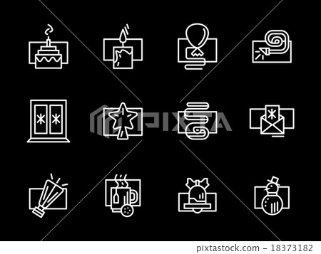 Christmas and New Year white line vector icons - Stock Illustration ...